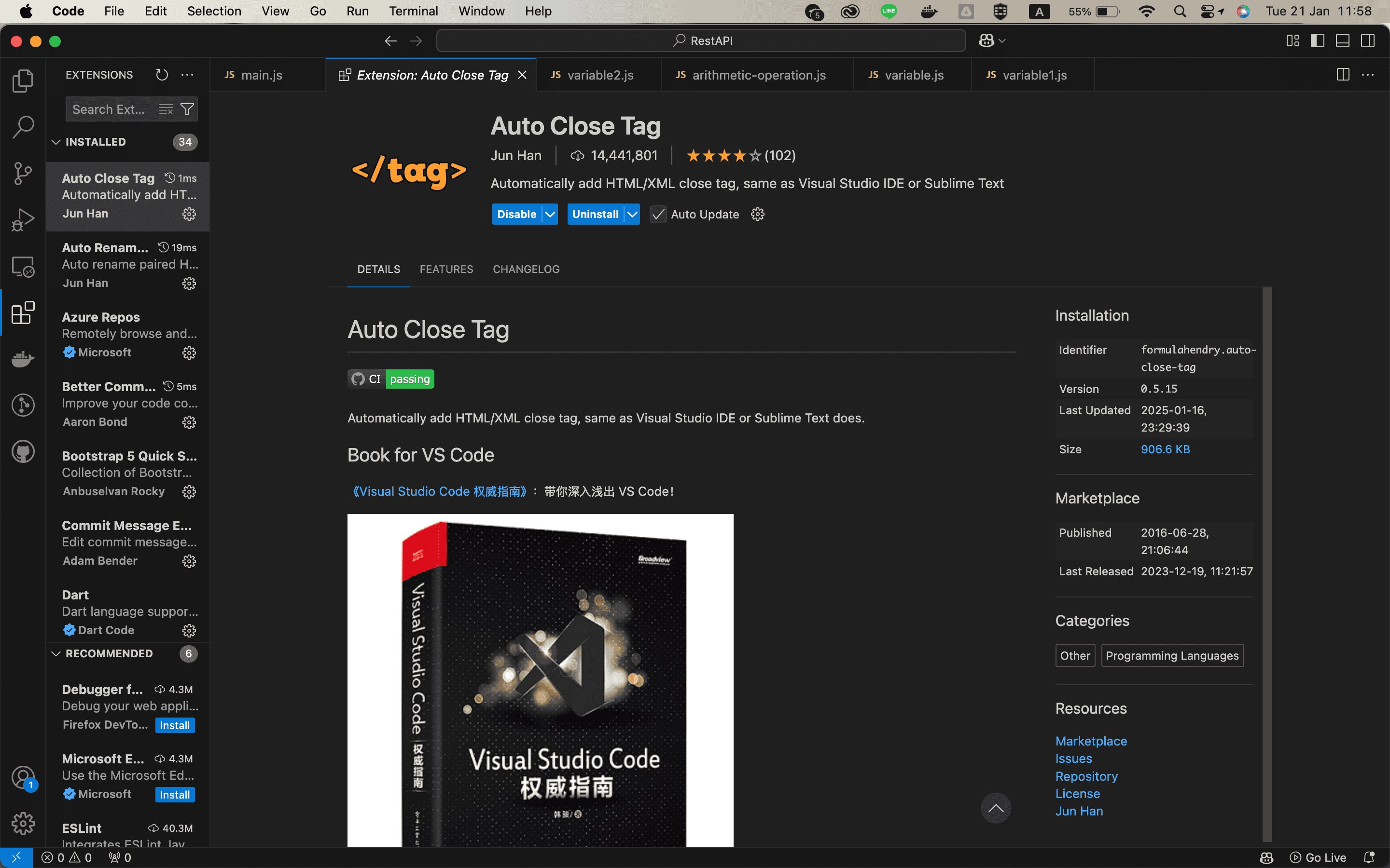 Extentions ช่วยเขียนโค้ดใน Visual Studio Code